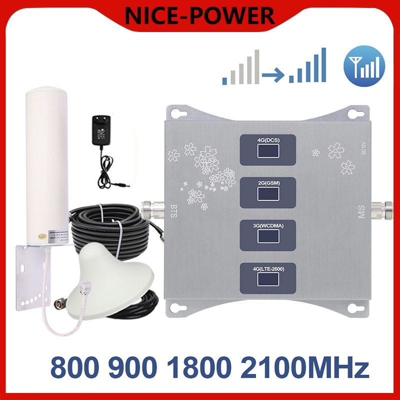 800 900 1800 2100MHz โทรศัพท์มือถือสัญญาณ Booster Quad Band เครื่องขยายสัญญาณมือถือ 2G 3G 4G LTE ...