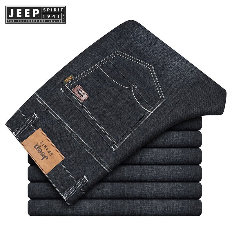 Jeep SPIRIT 1941 ESTD Mens business high-end กลางเอวหลอดตรงกางเกงยีนส์ ...