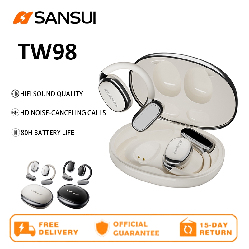 Sansui TW98 Earhook เปิด OWS ชุดหูฟังบลูทูธหูฟังไร้สายบลูทูธ 5.3 หูฟังไฮไฟสเตอริโอตัดเสียงรบกวน ...