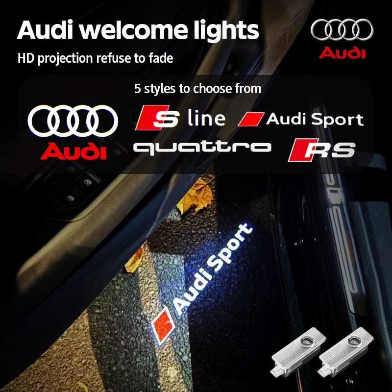 2pcs รถประตูยินดีต้อนรับไฟสําหรับ Audi A1 A3 8P 8V A4 A5 A6 A7 A8 Q3 Q5 ...