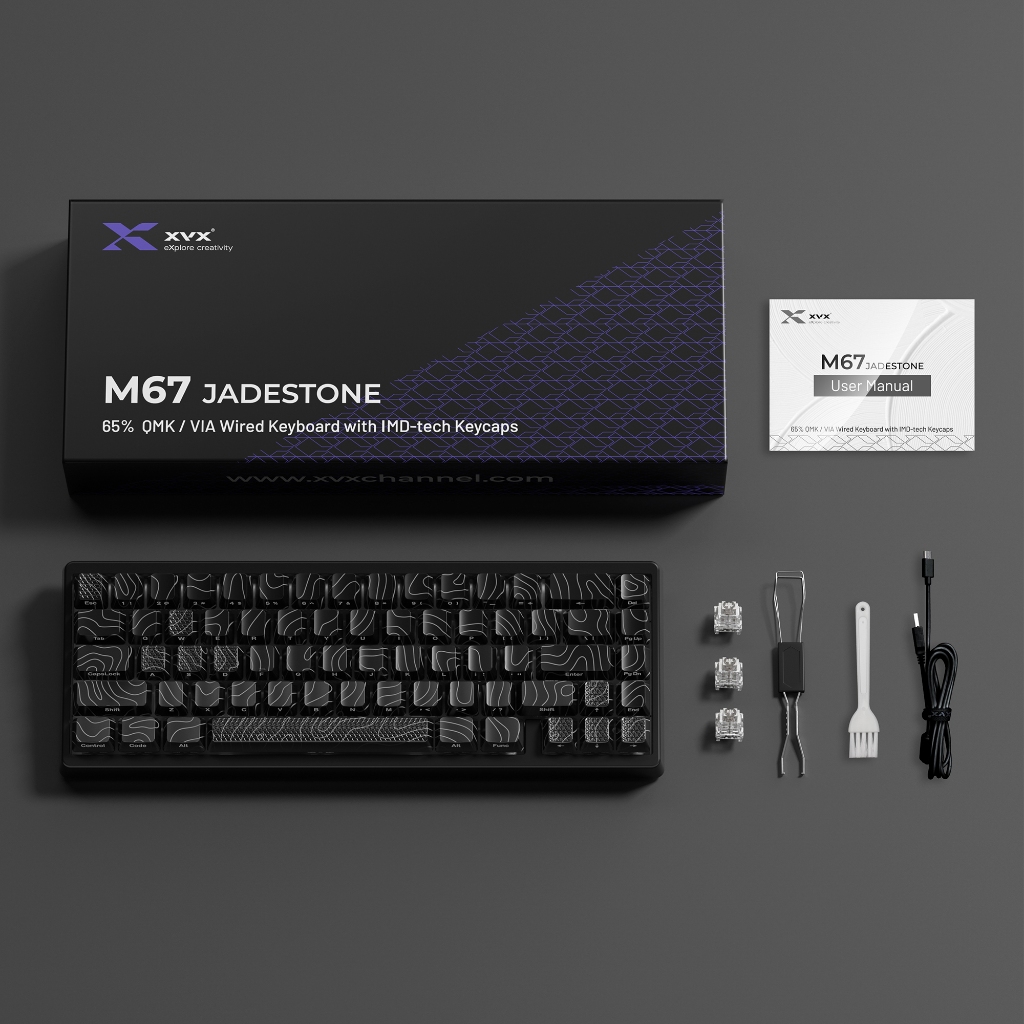 Xvx M67 JadeStone คีย์บอร์ดแบบกลไกพร้อมปุ่มกด IMD-Tech เพิ่มโคลง LED Tri-Mode Topographic ...