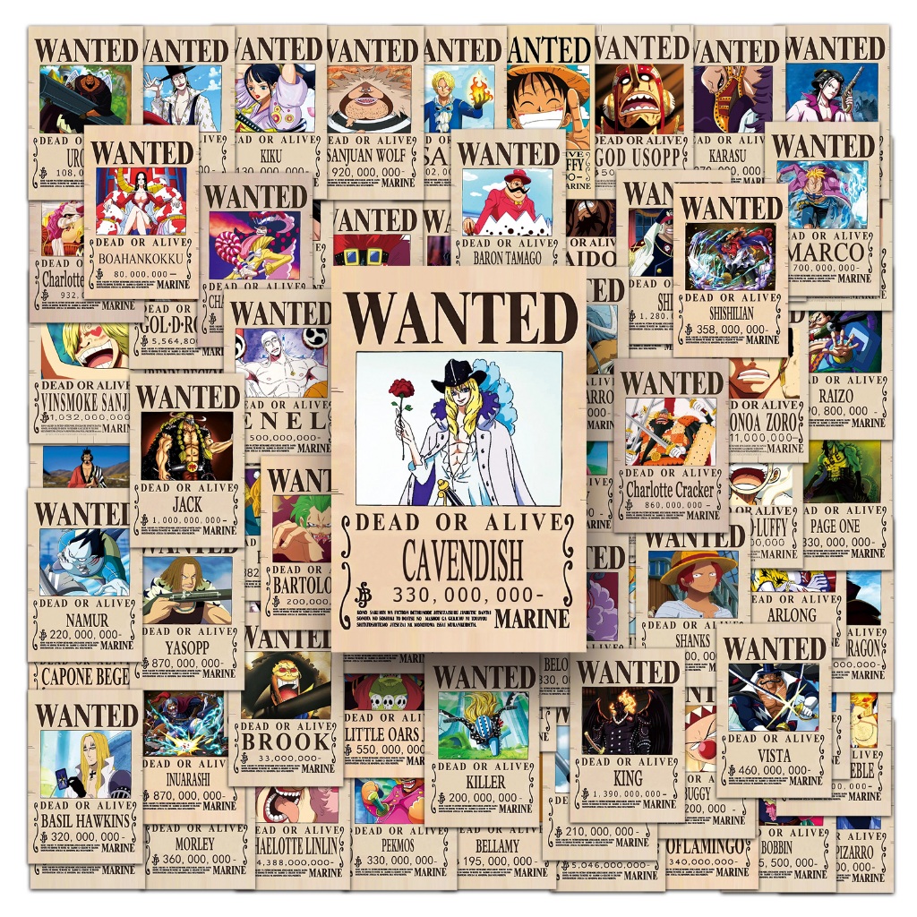 100 ชิ้นใหม่อะนิเมะ ONEPIECE Wanted โปสเตอร์ Graffiti สติกเกอร์กันน้ํา ...