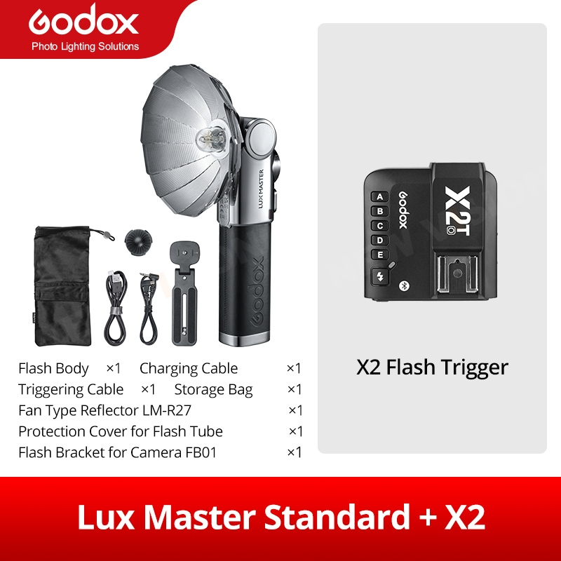 Godox Lux Master Rrtro Camera Flash ตัวรับสัญญาณไร้สาย 2.4G ในตัว, TTL HSS, หน้าจอสัมผัสด้วย X2T ...