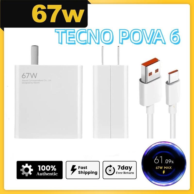 กรุงเทพฯ ขนส่ง 67W Super Fast Charger สําหรับ TECNO POVA 5 Pro/6/6 Pro2024 Infinix หมายเหตุ 30i ...