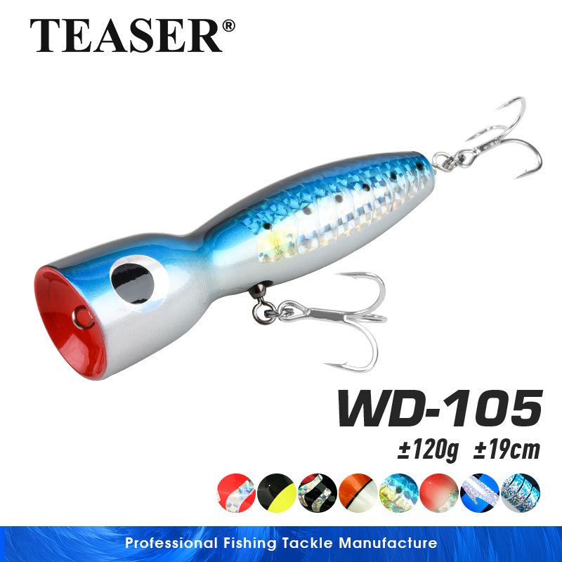 TEASER【WD105】1pc ±120g ±19 ซม.ไม้ขนาดใหญ่ประดิษฐ์ Popper Fish Lure ...