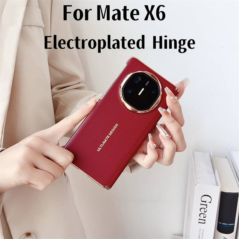 เคสบานพับสําหรับ Huawei Mate X6 Casing Electroplated Litchi Leather ...