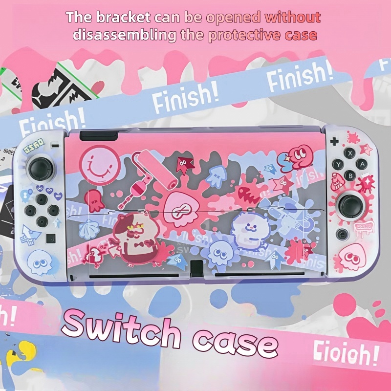 Nintendo Switch สีชมพูป้องกันกรณีการ์ตูน Splatoon Hard Case สําหรับรุ่น ...