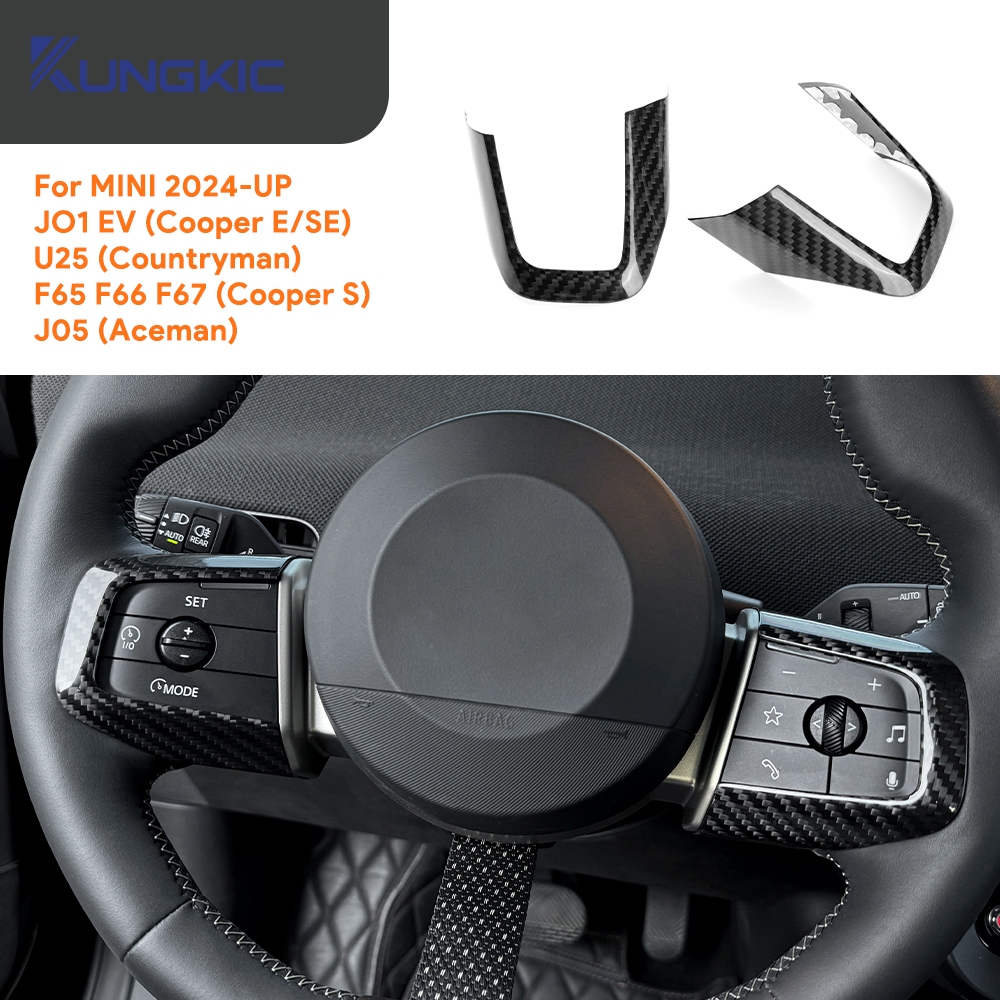 Kungkic คาร์บอนไฟเบอร์แห้งจริงสําหรับ MINI Cooper Countryman U25 J05 J01 F65 F66 F67 พวงมาลัยรถ ...