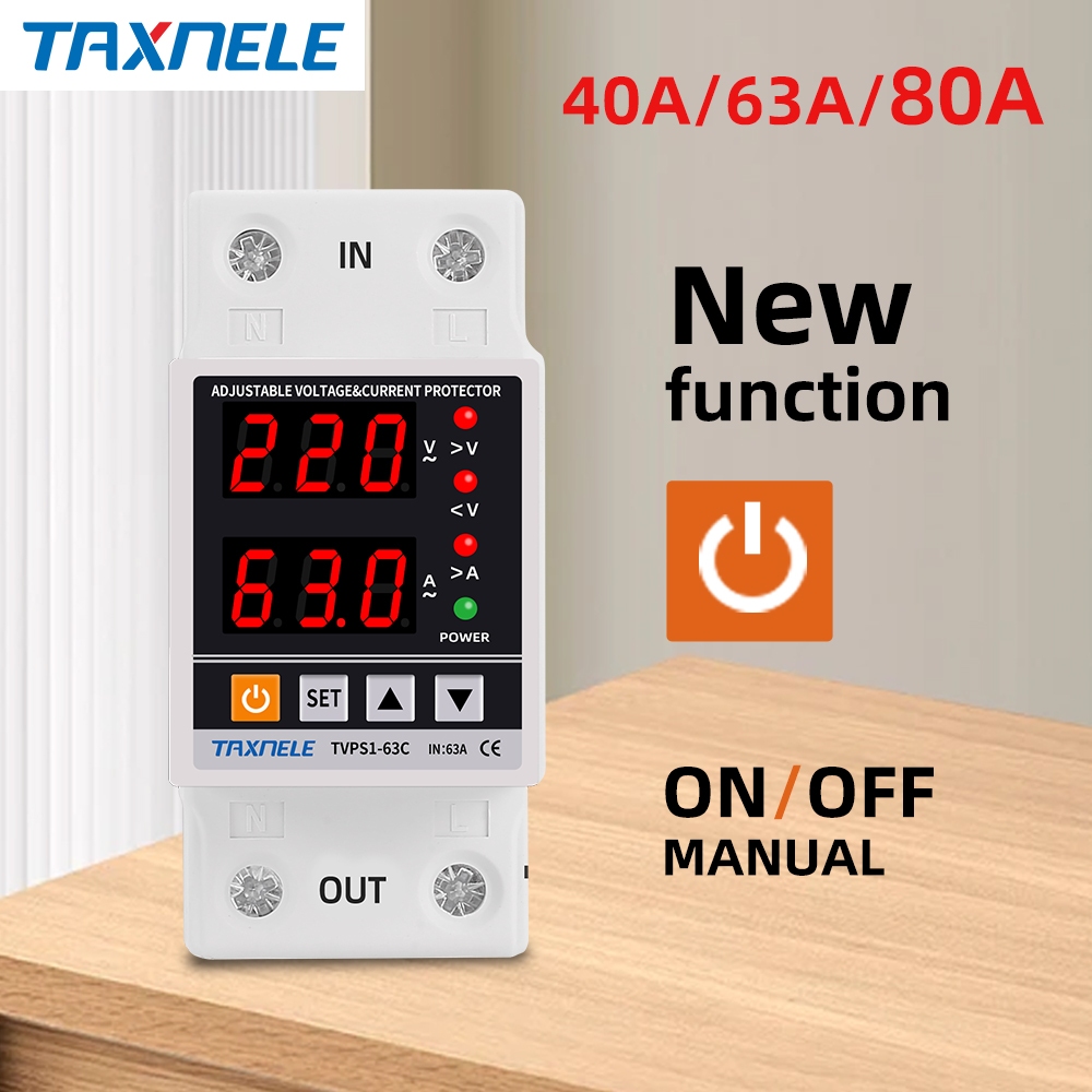 Din Rail ปรับได้ 40A 63A 230V ดิจิตอล Over Under Voltage Protector จํากัด Over Current ...