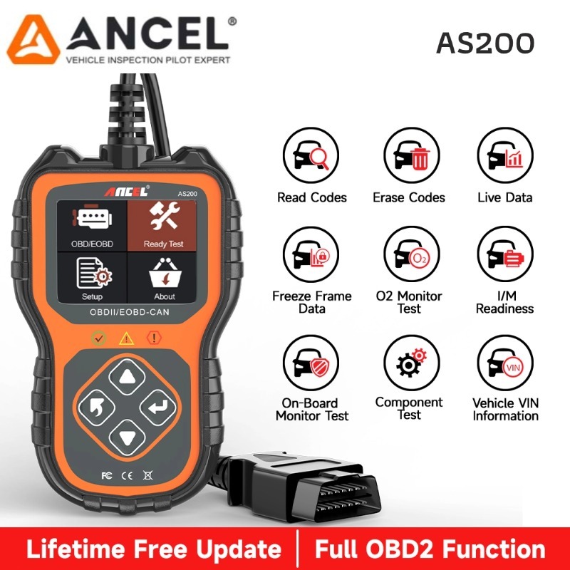 ANCEL AS200 Obd2 Automotive Scanner Obd2 Engine Code Reader Multi Language Turn Off Engine Light ...