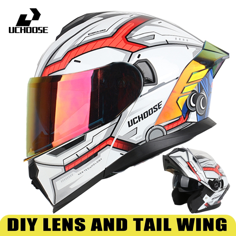 Uchoose หมวกกันน็อคมอเตอร์ไซค์ หมวกกันน็อคมอเตอร์ไซค์ DIY เลือกเลนส์ Tailpiece | Shopee Thailand