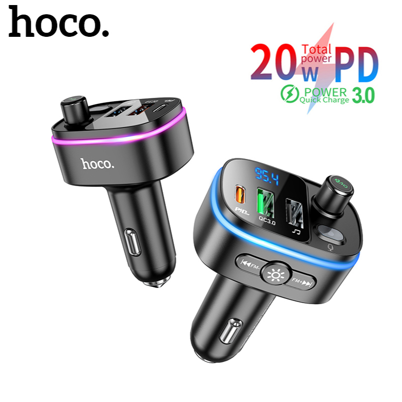 Hoco E62 100% Original PD20W Car Charger 3 พอร์ต Bluetooth5.0 Car Kit แฮนด์ฟรีเครื่องส่งสัญญาณ ...
