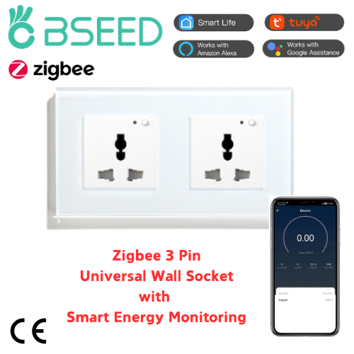 Bseed สมาร์ท Zigbee Wall Socket 3 ขา Universal Socket พร้อมการตรวจสอบพลังงาน 1 แก๊ง 4 สี,เข้ากัน ...