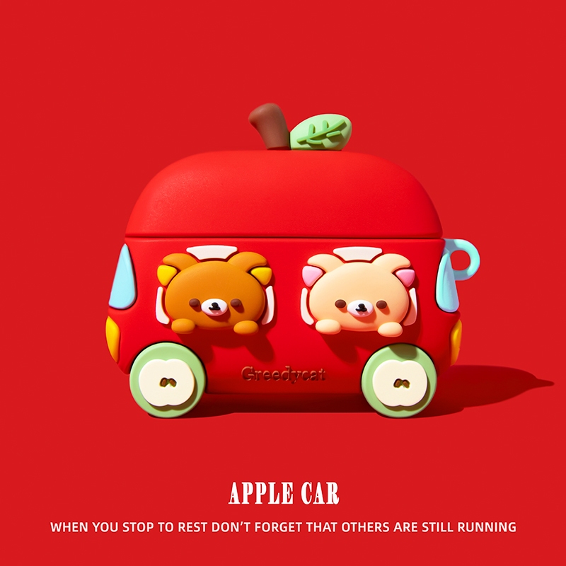 Red Apple Car เคสหูฟังสําหรับ AirPods4 กรณีหมีหูฟังป้องกันกรณีสไตล์ใหม่ ...