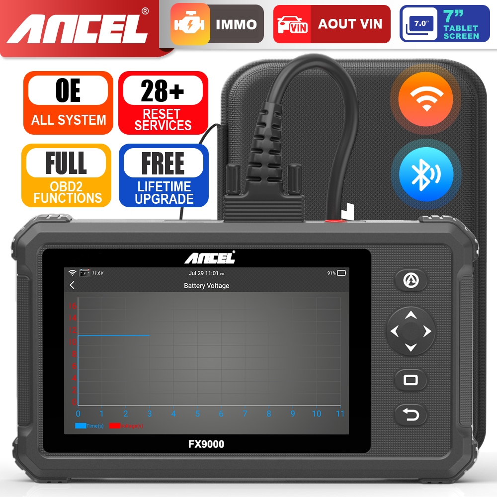 Ancel FX9000 ยานยนต์ Professional OBD2 เครื่องสแกนเนอร์ IMMO การเขียนโปรแกรมรีเซ็ตเครื่องมือ ...
