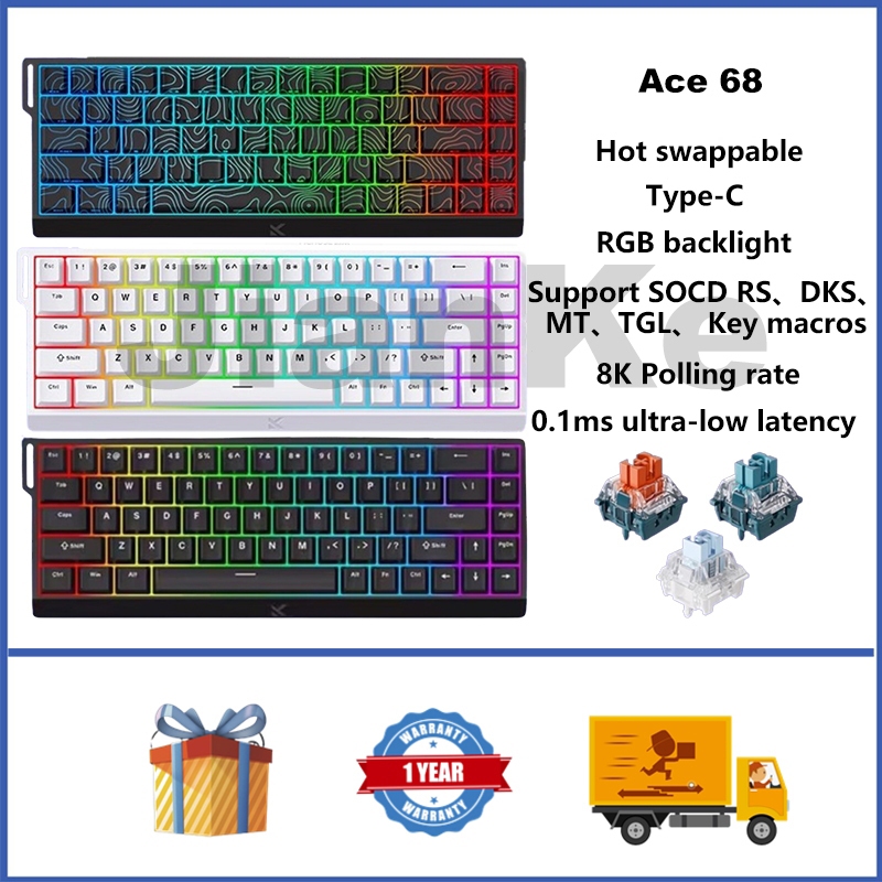 Mchose Ace 68 คีย์บอร์ดแม่เหล็ก 65% Hot swappable RGB 0.01ms Ultra Low Latency RT0.01-3.4 มม. ...