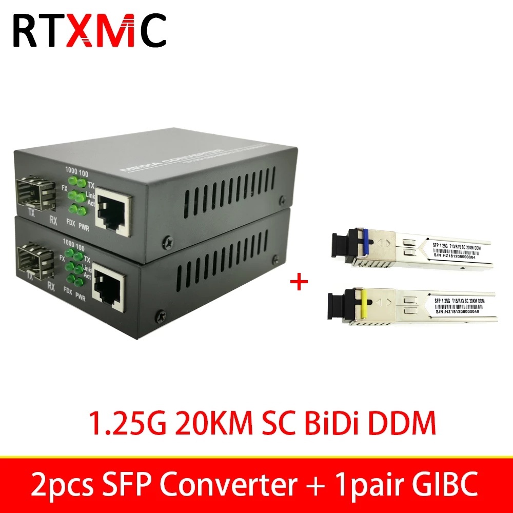 Gigabit Media Converter SFPTransceiver Module 5KM 1000Mbps Fast ...