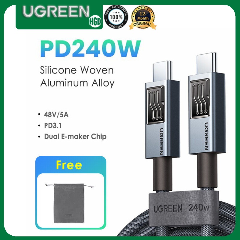 Ugreen สาย 240W PD3.1 48V5A สายชาร์จข้อมูลเครื่องชาร์จ 480Mbps ชาร์จเร็ว USB C ถึง USB C Wire ...