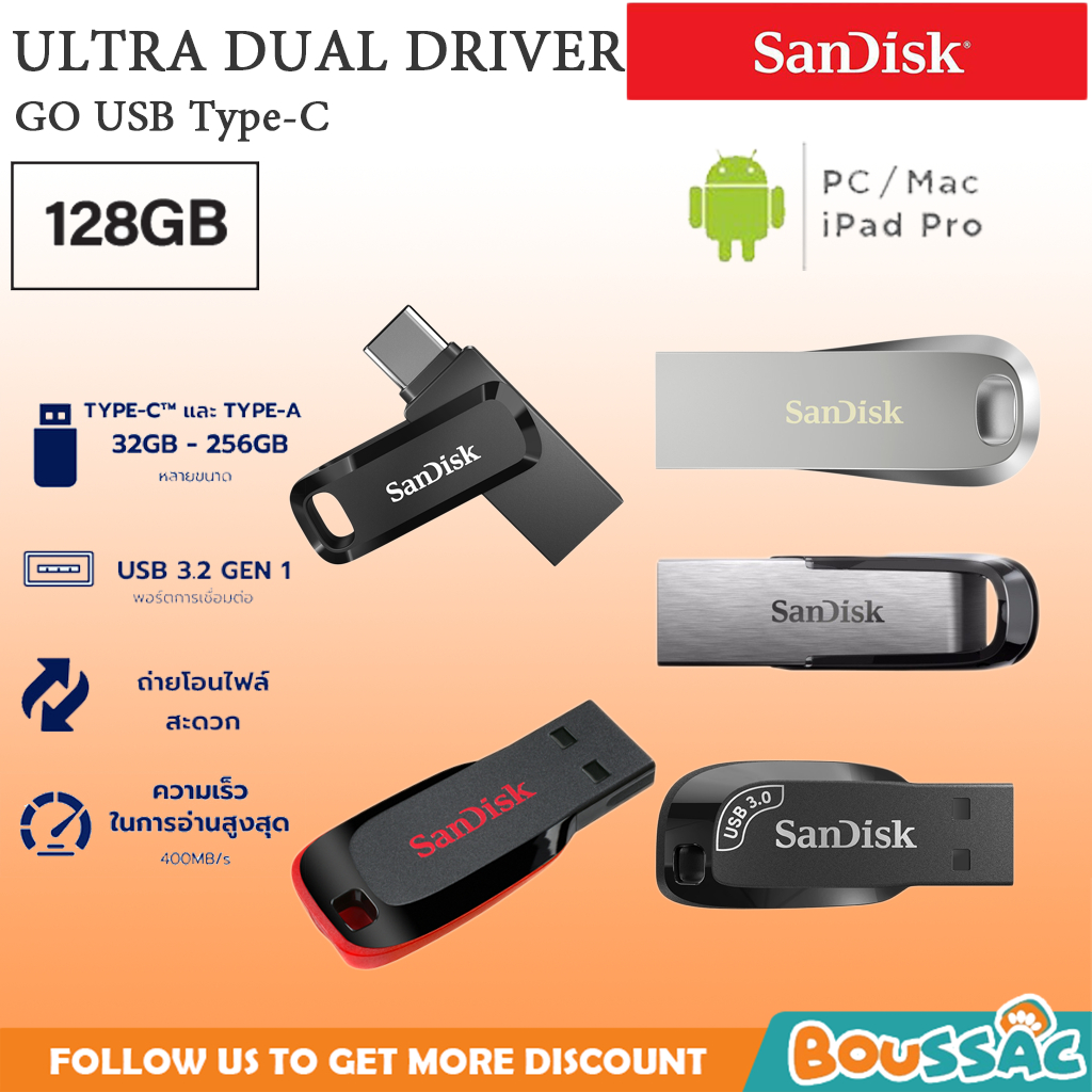 SanDisk Ultra Dual Drive Go USB Type-C ULTRA LUXE USB 3.2Gen1 CRUZER ...