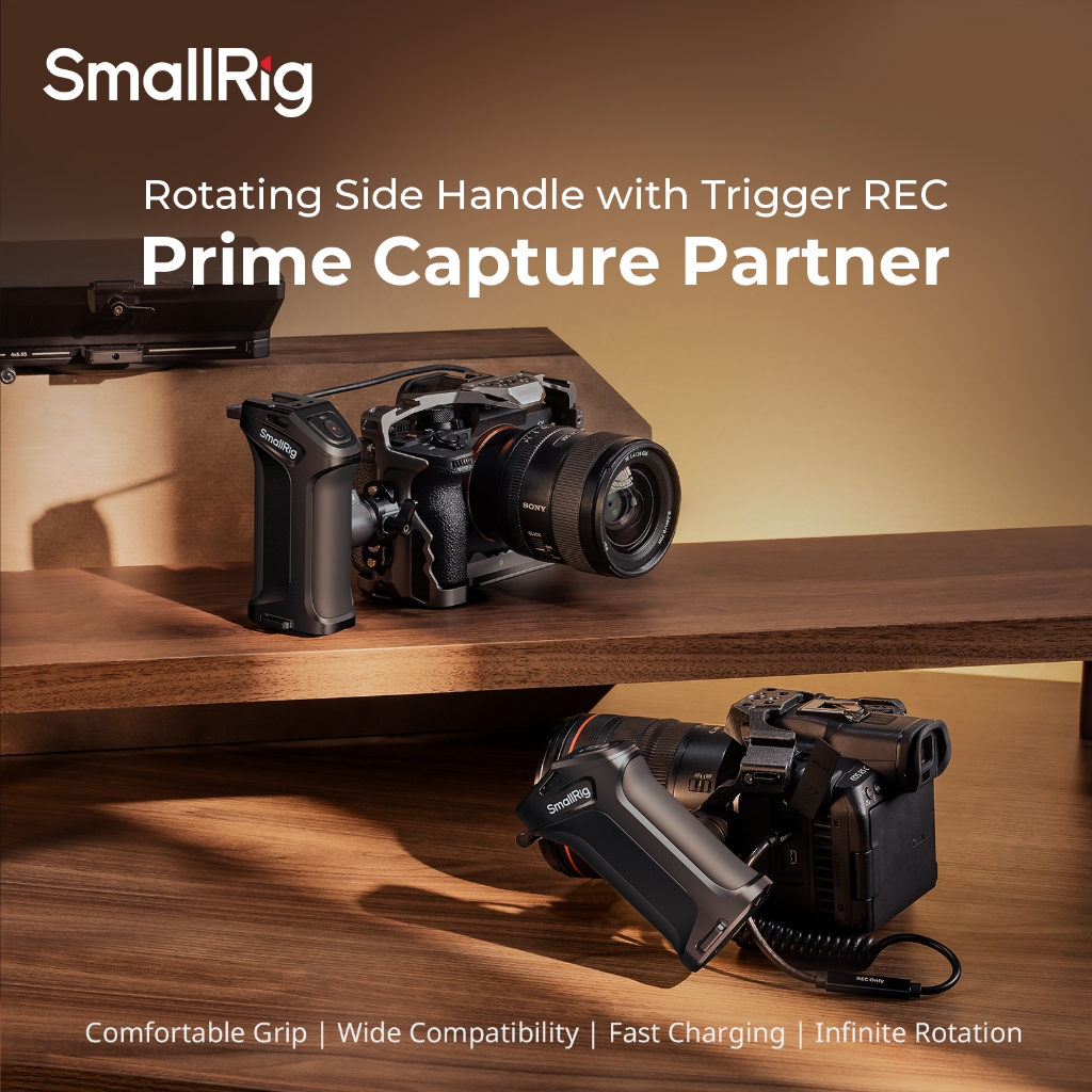 Smallrig ที่จับด้านข้างหมุนได้พร้อม Trigger REC สําหรับกล้อง Mirrorless ...