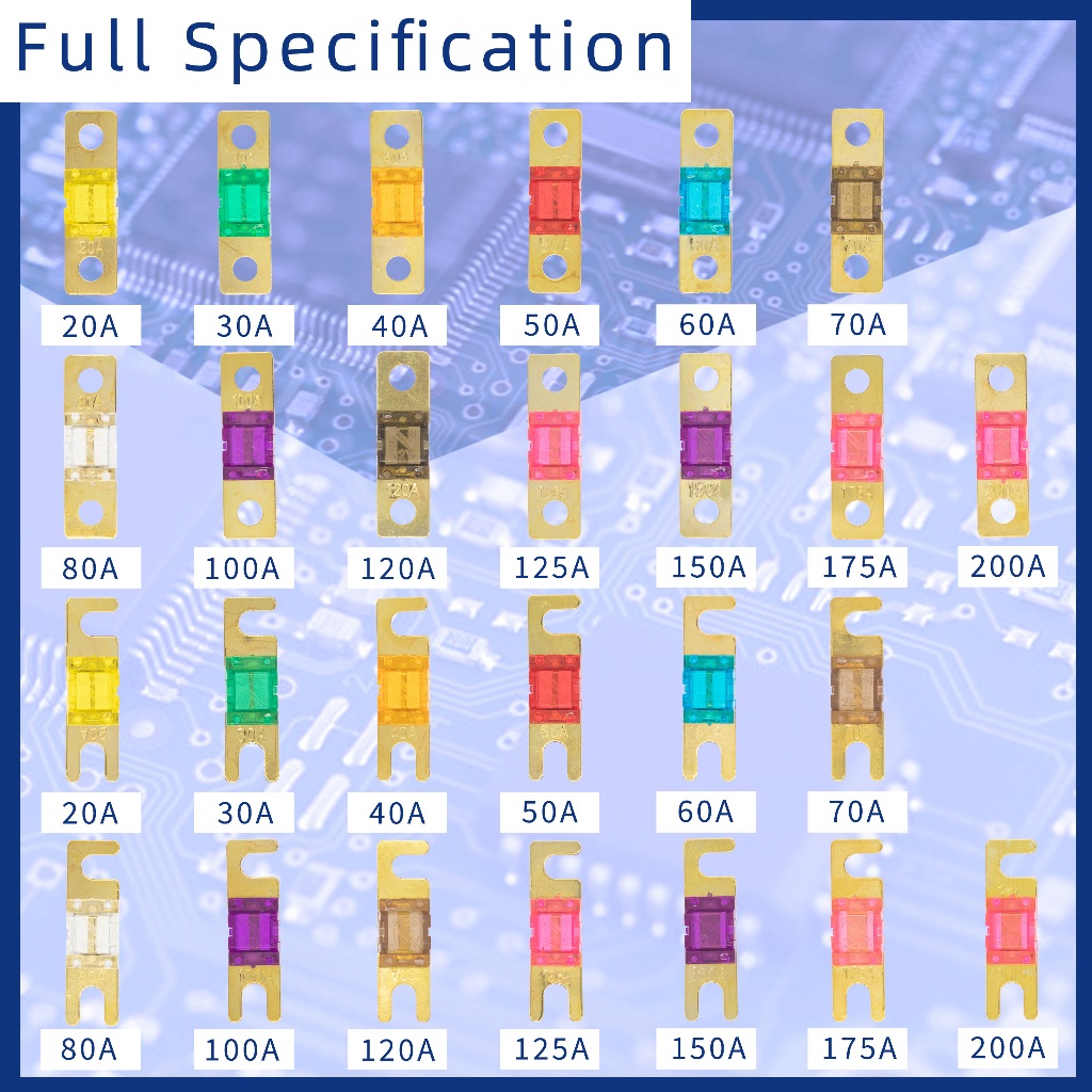 (สเปคเต็ม) Ans ฟิวส์สําหรับระบบเครื่องเสียงรถยนต์ 20A 30A 40A 50A 60A 70A 80A 100A 120A 125A ...