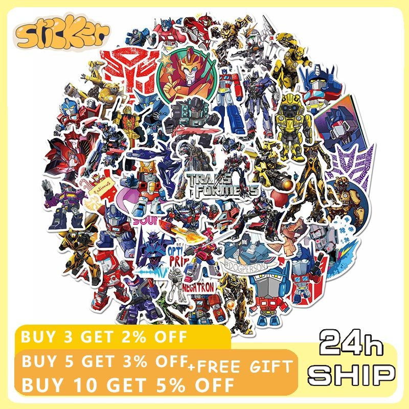 50pcs Transformers Sticker Notebook Optimus Prime Megatron Soundwave ...
