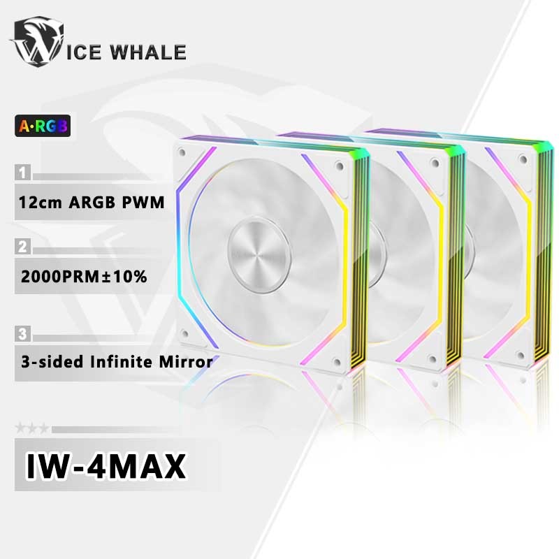 Ice Whale IW-4MAX 3PCS ARGB PC พัดลม 120 มม.3 ด้านเต็มหน้าจอ Infinite ...