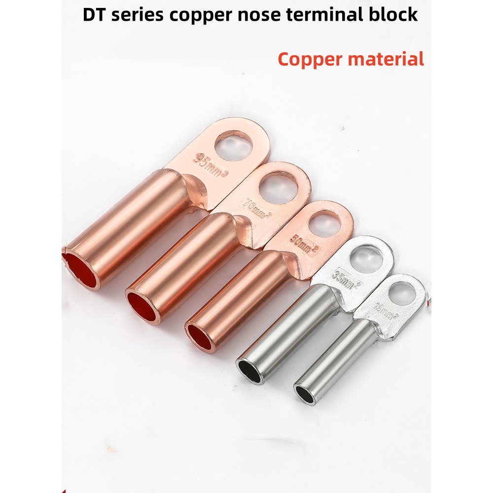 DT Series ทองแดงจมูกสายไฟจมูกสายไฟ Terminal ทองแดงหูปลั๊กน้ํามันทองแดง Connector-10 ชิ้น ...