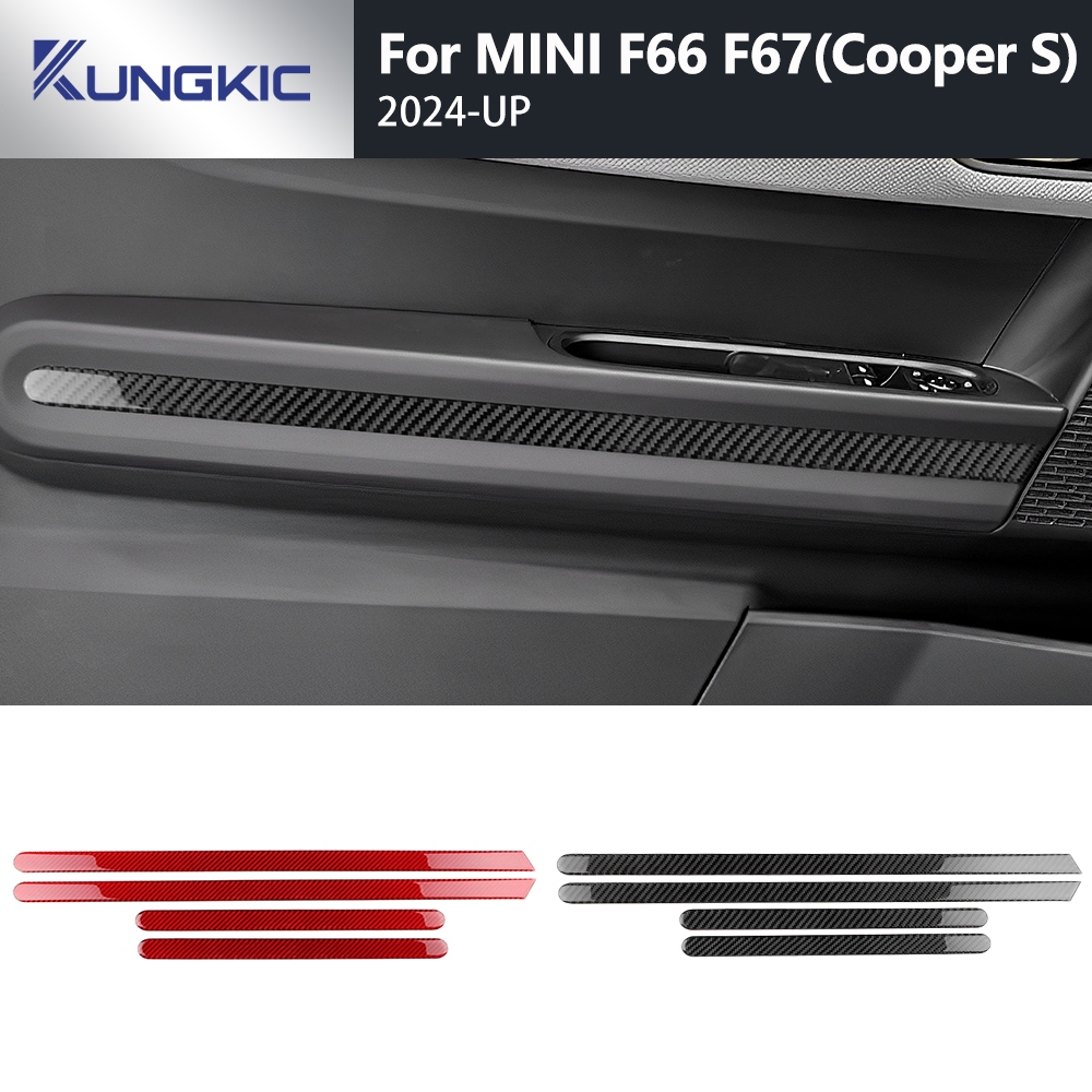 Kungkic คาร์บอนไฟเบอร์นุ่มสําหรับ MINI Cooper F66 F67 2024 2025 รถแผงประตูตกแต่งสติกเกอร์อุปกรณ์ ...