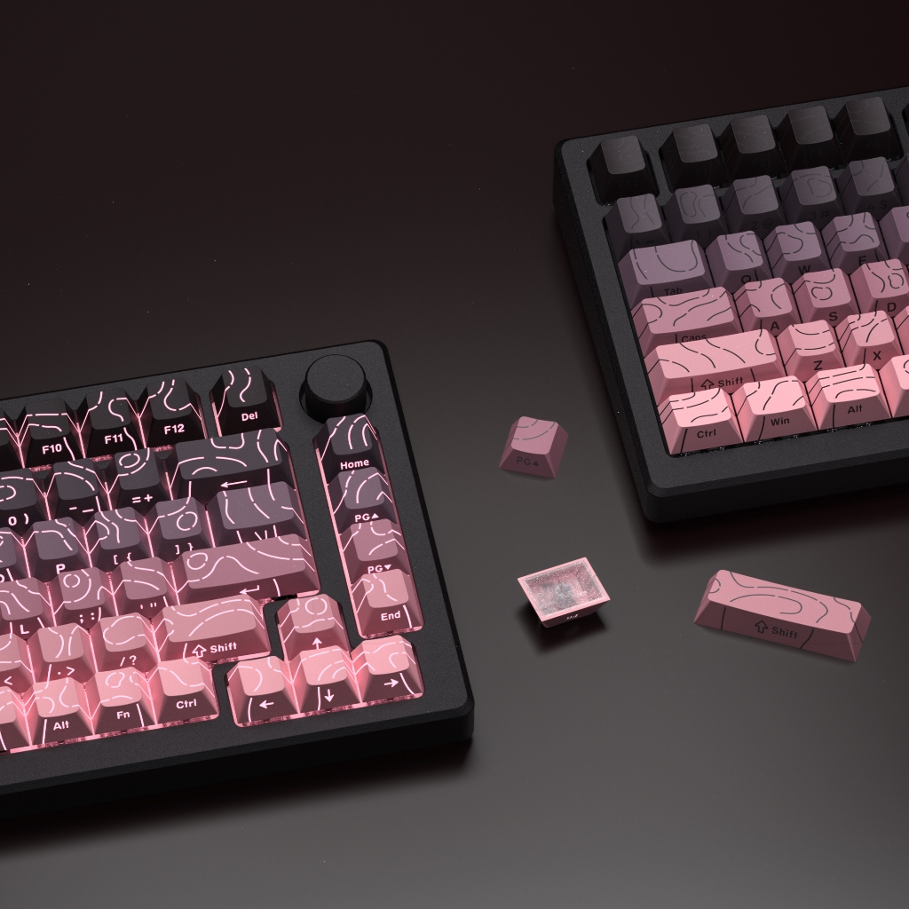 98 คีย์ Shine ผ่านโปรไฟล์เชอร์รี่ Keycaps Double Shot PBT Custom Key ...