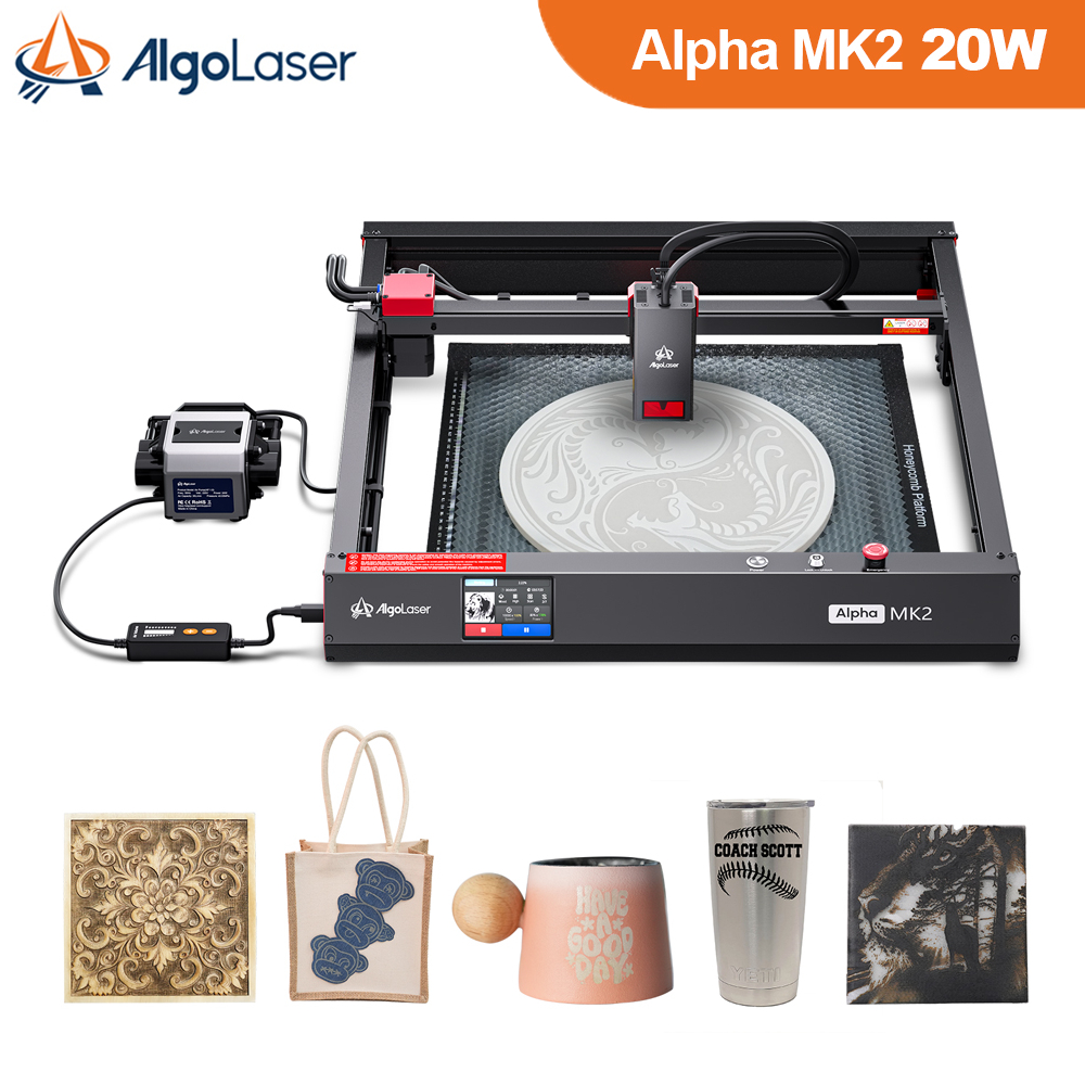 AlgoLaser Alpha MK2 20W 3 ชิ้นเครื่องแกะสลักเลเซอร์/เครื่องตัดไม้/โลหะอะคริลิคแกะสลักสำหรับผู้ ...