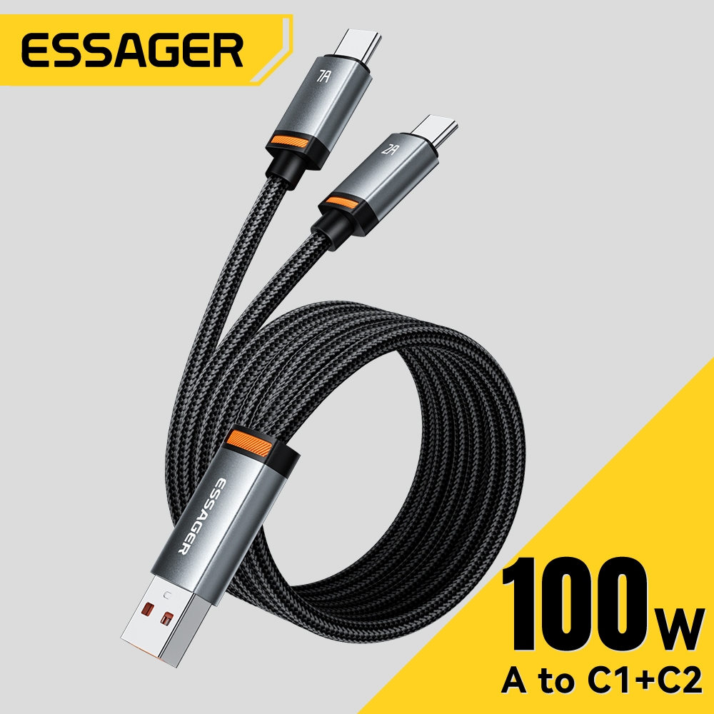 Essager อัพเกรด USB to Type-C+L 2-in-1 Fast Charging data cable | Shopee Thailand