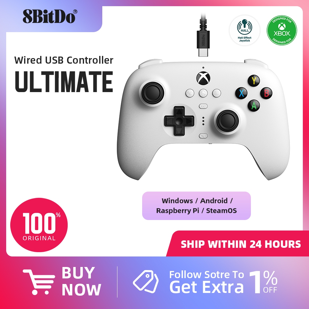 8bitdo Ultimate Controller ความเข้ากันได้ USB แบบมีสายสําหรับ Windows ...