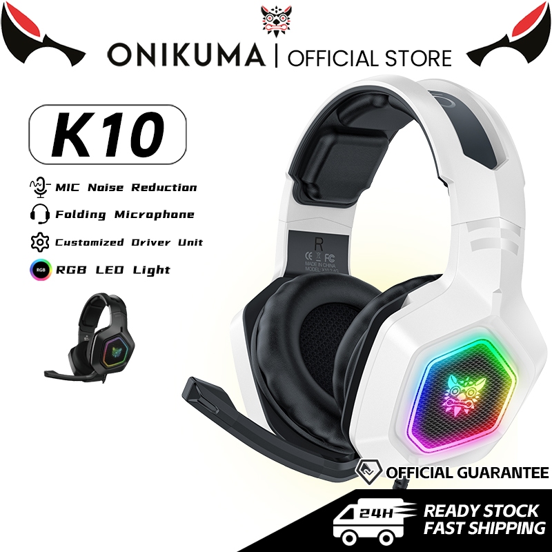 ONIKUMA K10 หูฟังสําหรับเล่นเกมพร้อมไมโครโฟนลดเสียงรบกวนเสียงรอบทิศทาง ...