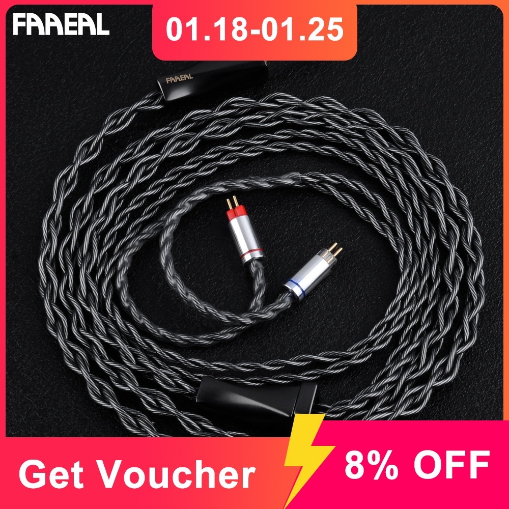 Faaeal Mini เรียวเอวหูฟังอัพเกรดสาย 4 Strands OCC เพิ่ม OFC Silver-Plated Litz HiFi ชุดหูฟังสาย ...