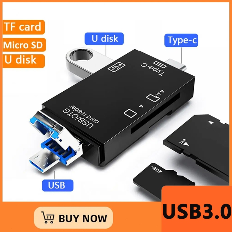 อะแดปเตอร์ USB เครื่องอ่านการ์ด USB 3.0 6 in 1 OTG Multi-Function C ...