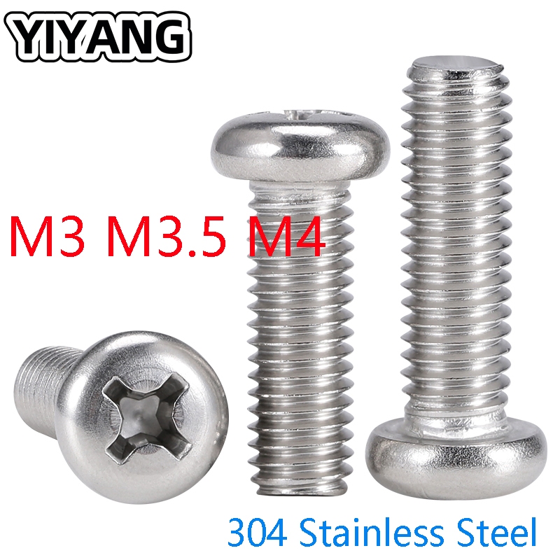 M3 M3.5M4 คลังสินค้าพร้อม/50 ชิ้นสกรูหัวกระทะ Phillips 304 สแตนเลส GB | Shopee Thailand