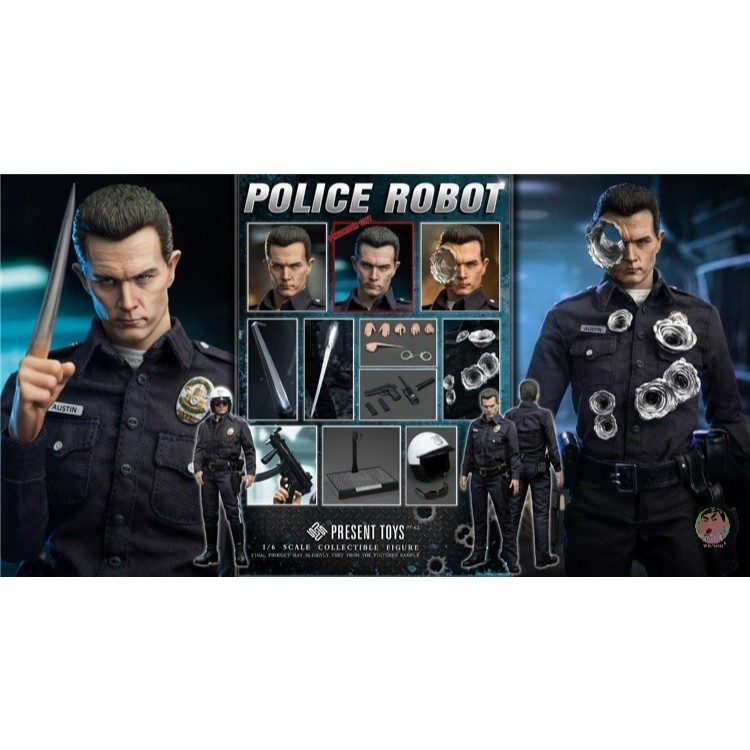 Present Toys 1/6 PT-SP62 Terminator Police Robot T1000 Action Figure ...
