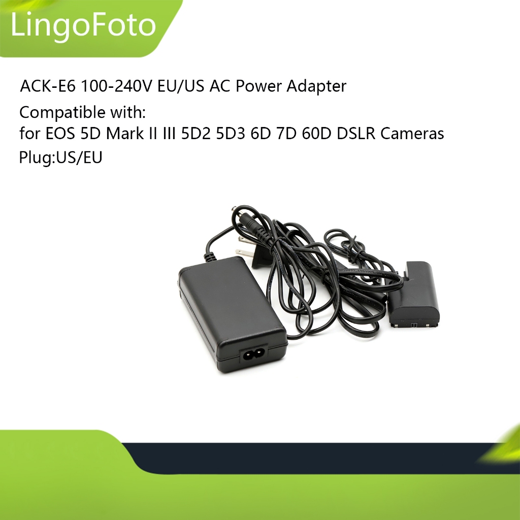 Ack-e6 100-240V EU/US AC Power Adapter สําหรับกล้อง DSLR EOS 5DII 7D ...