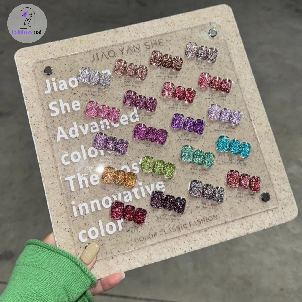 JYS 20 สี ชุดยาทาเล็บเจล เลื่อมเจล แววเจล ออโรร่าเจล (มีผลต่างกันในแสง ที่ต่างกัน) แผนภูมิสีฟรี ...