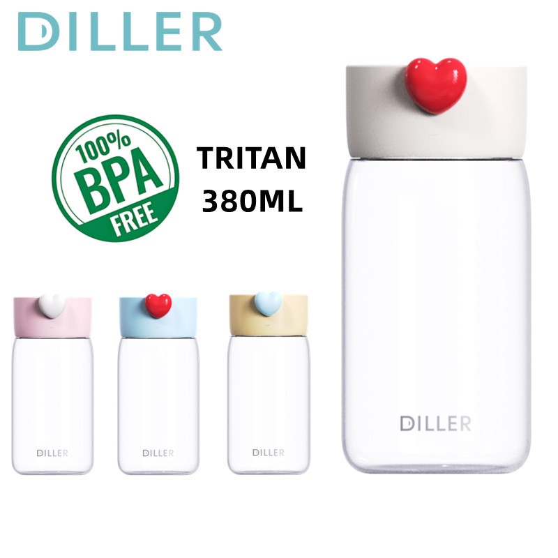 Diller Tritan BPA-Free Water Bottle Mini Cute Leakproof 380ml D2580 | Shopee Thailand