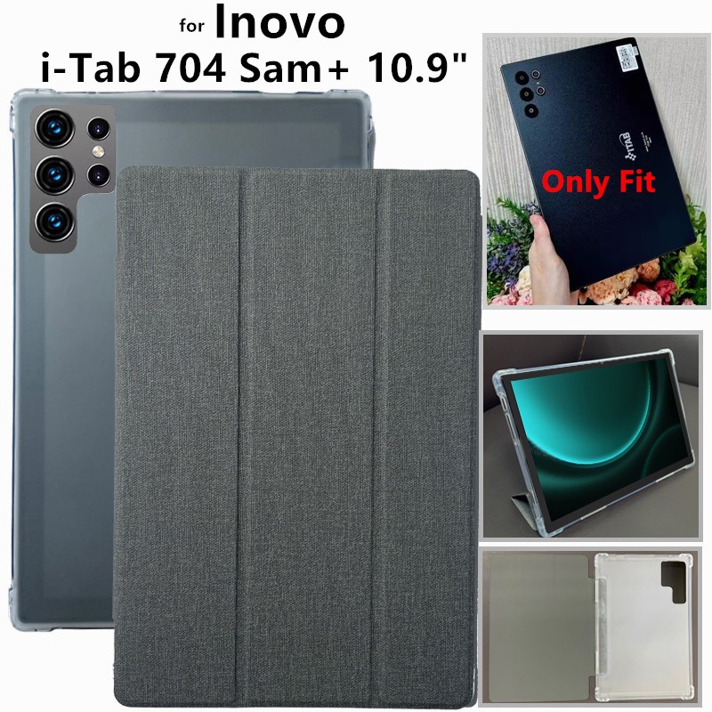 สําหรับ Innovo i-Tab ITAB 704 SAM 10.9 นิ้วหนัง Faux Flip Case Cover พร้อม Stand Up Function ...