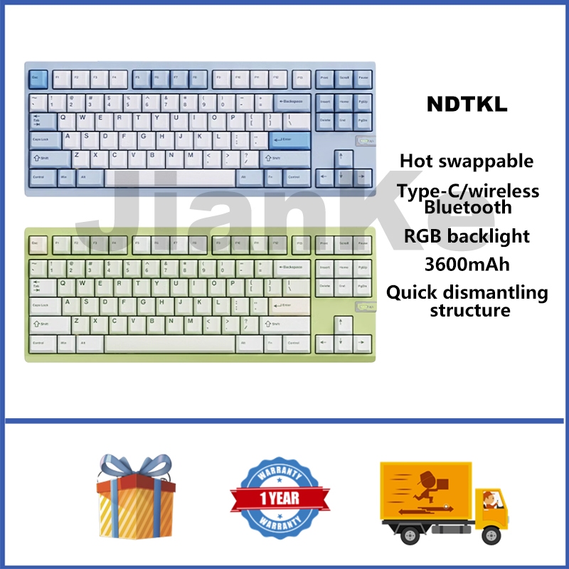 Ndnh ND TKL อลูมิเนียมคีย์บอร์ดไร้สาย 80% Hot swappable RGB GASKET ...