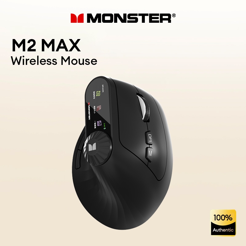 Monster M2 MAX เมาส์บลูทูธไร้สายไม่ลื่นออกแบบตามหลักสรีรศาสตร์แสง ...