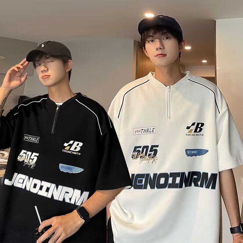 MABAY เสื้อยืดแขนสั้นผู้ชาย ฤดูร้อน สไตล์อเมริกันสตรีท ใส่สบาย หลวมและ ...