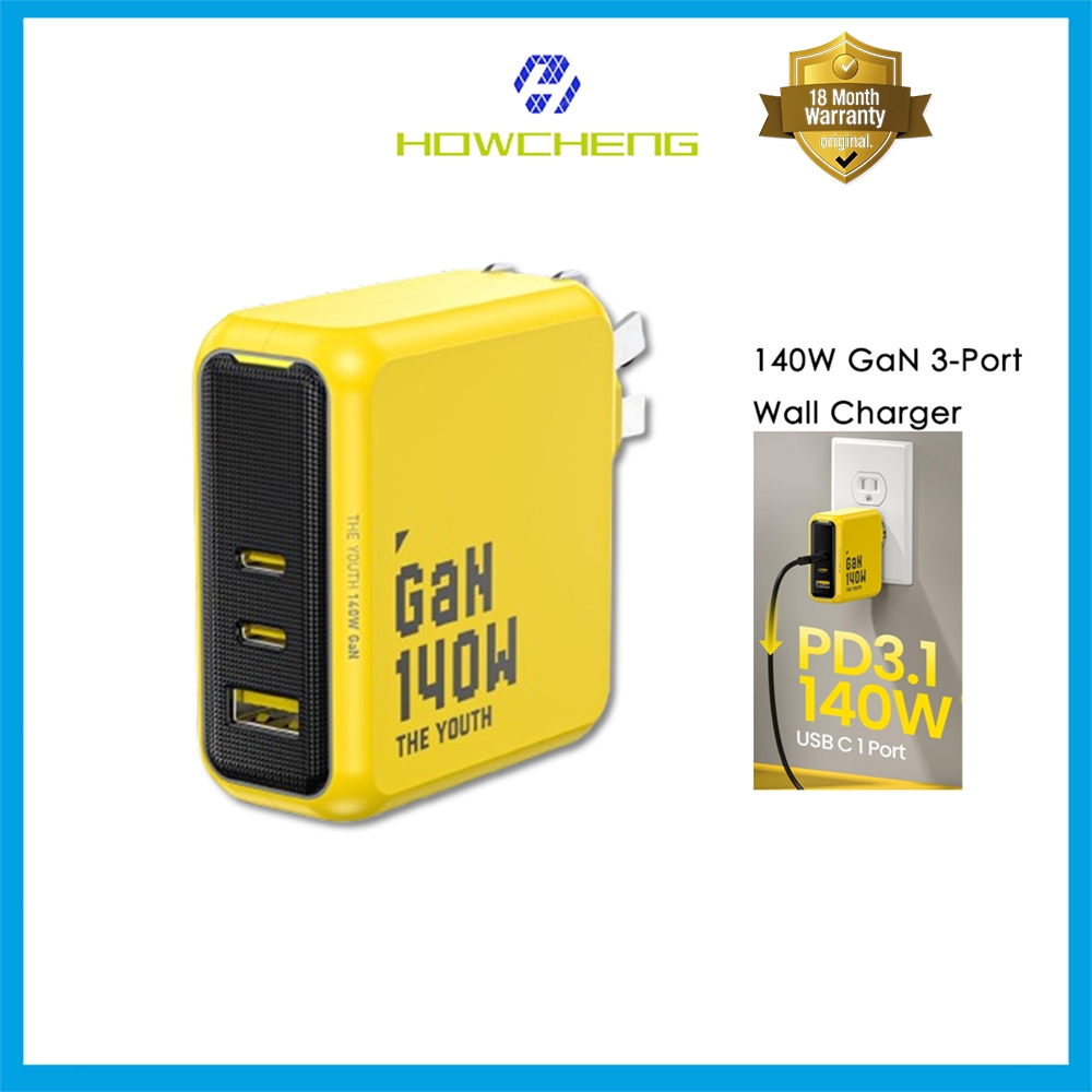 Aohi Youth 140W GaN Charger PD3.1 PPS 3-Port USB-C - ชาร์จเร็วสูงสุด 100W สําหรับแล็ปท็อป ...