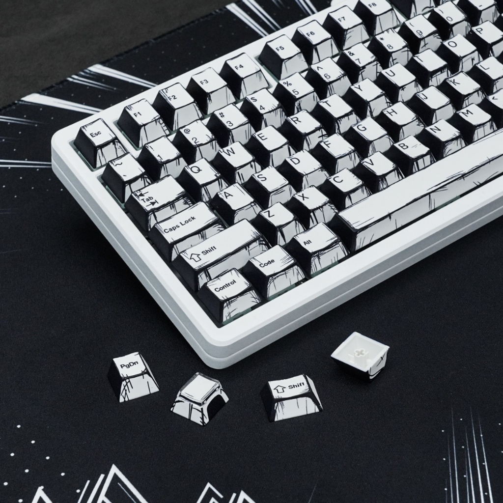 141-keys 3D White Comic Dye-Sublimation Cherry Profile Keycaps | Shopee ...
