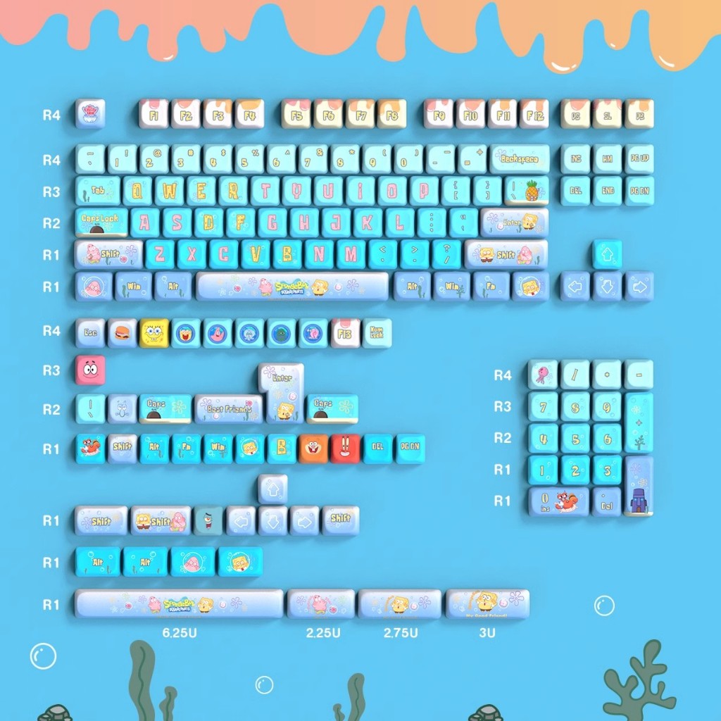 Titan Nation SpongeBob SquarePants Theme Keycap น่ารัก 148 คีย์ครบชุด ...