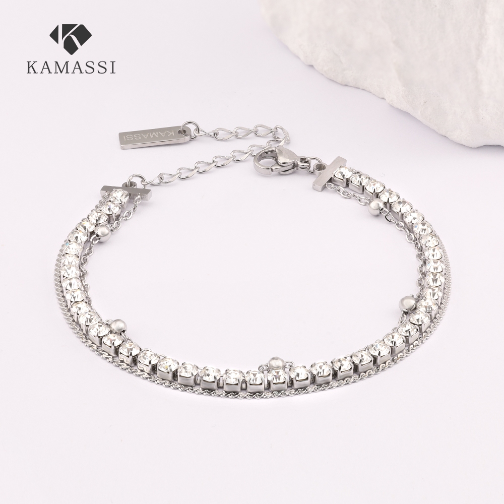 KAMASSI สร้อยข้อมือ สเตนเลสหลายชั้น ไม่แพ้ง่าย ไม่ลอกดำ กันน้ำกันเหงื่อ ...