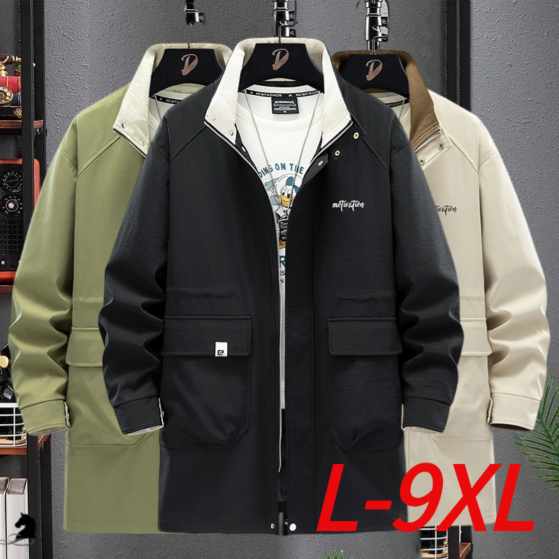 L-9xl ฤดูใบไม้ผลิฤดูใบไม้ร่วงผลิตภัณฑ์ใหม่ความยาวกลางเสื้อแจ็คเก็ตผู้ชาย Street Wear แฟชั่น ...